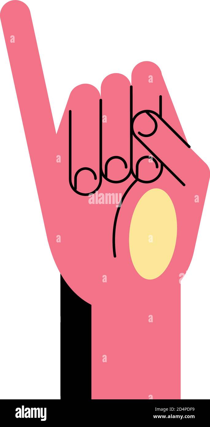 hand sign language i line and fill style icon design of People help and ...