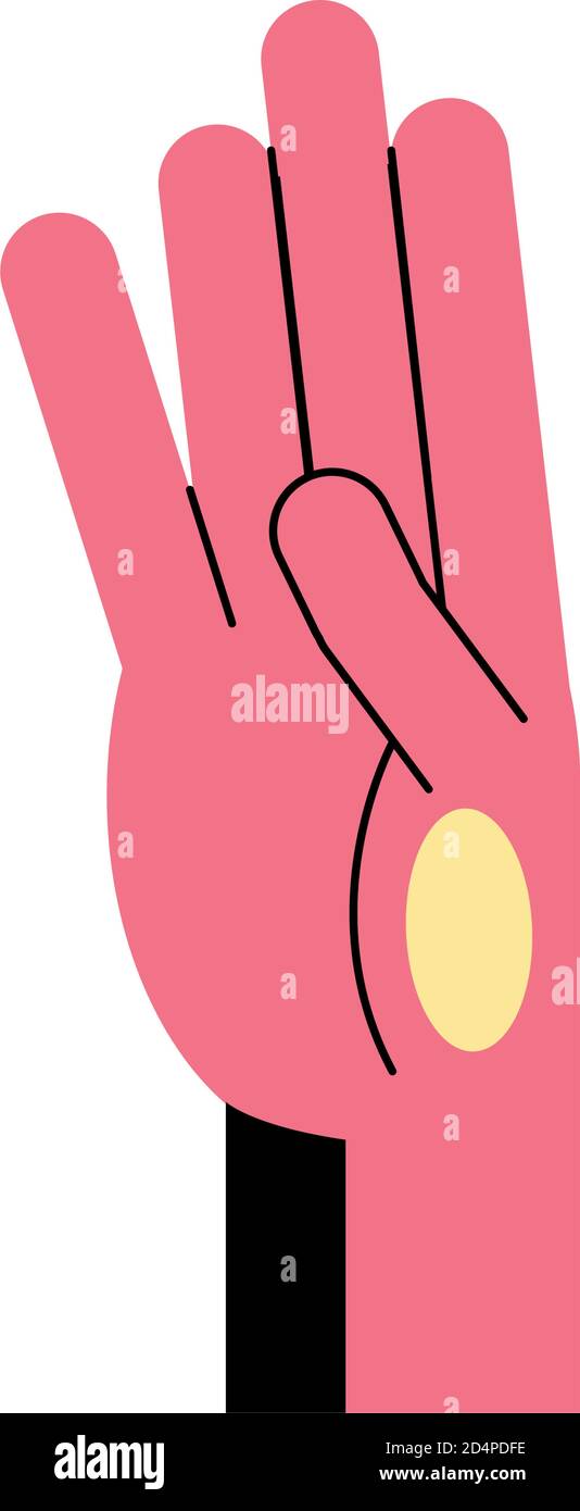 hand sign language b line and fill style icon design of People help and ...