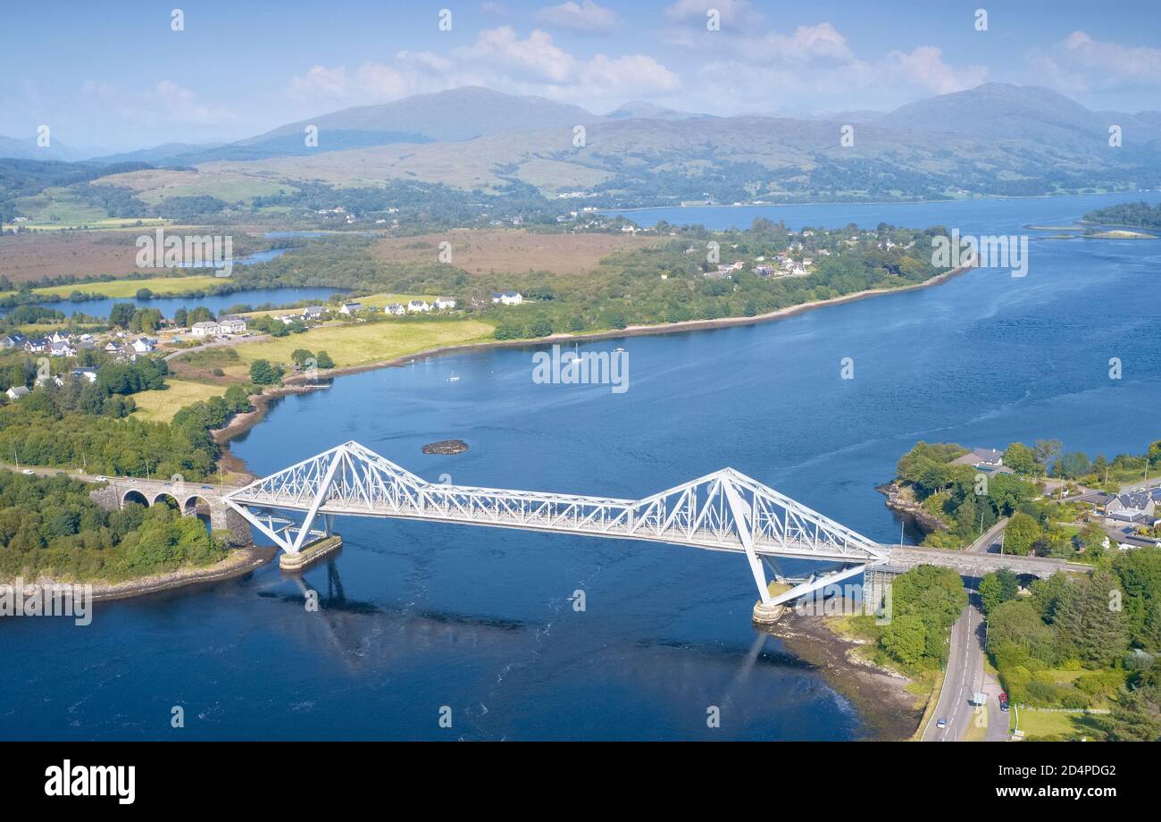 Connel Bridge steel cantilever structure ocean sea road crossing over ...