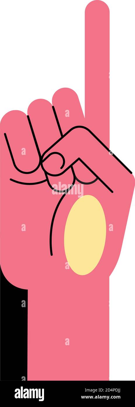 hand sign language one number line and fill style icon design of People ...