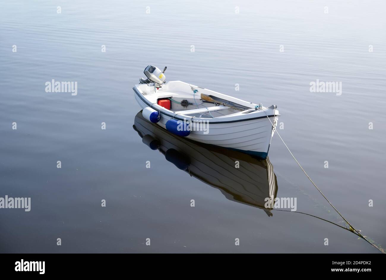 Boat in sea water for tranquility calm peace and mindfulness Stock ...
