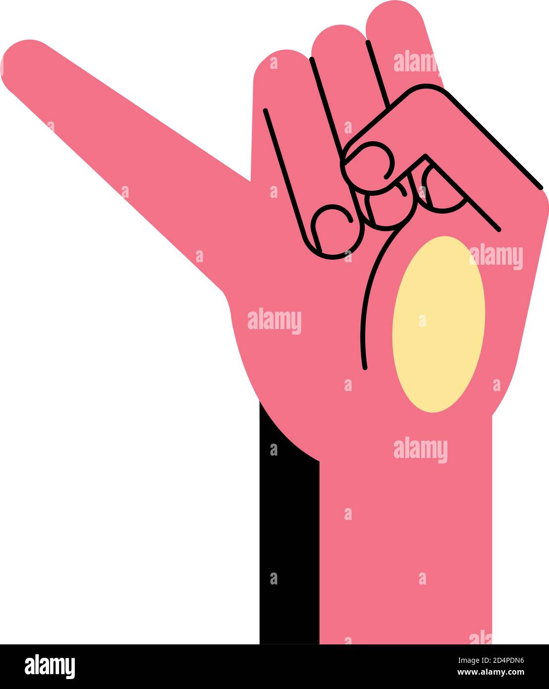 hand sign language j line and fill style icon design of People help and ...