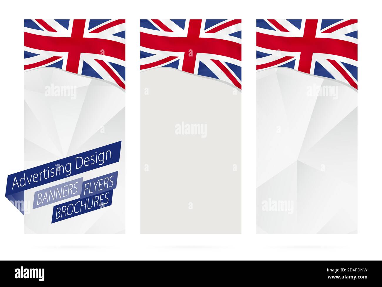 Design of banners, flyers, brochures with flag of United Kingdom ...