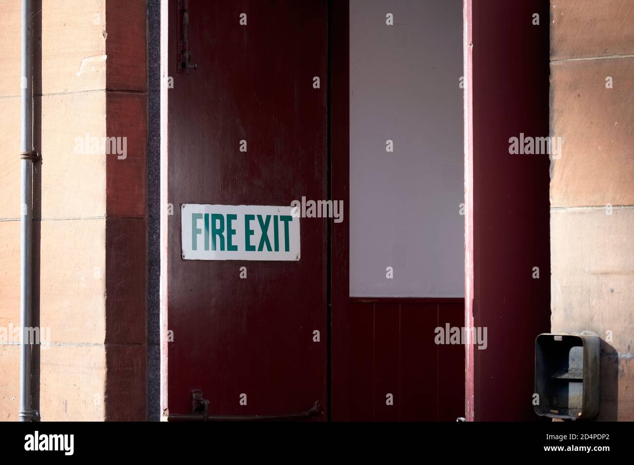 Fire exit keep clear sign on construction building site door Stock ...