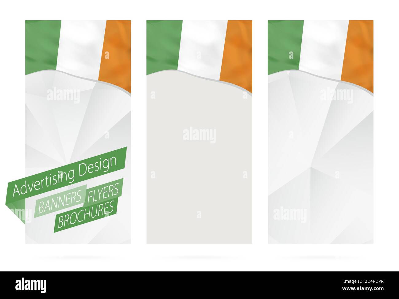 Design of banners, flyers, brochures with flag of Ireland. Leaflet ...