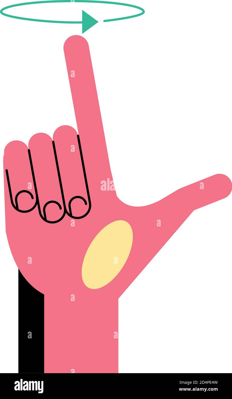hand sign language l line and fill style icon design of People help and ...