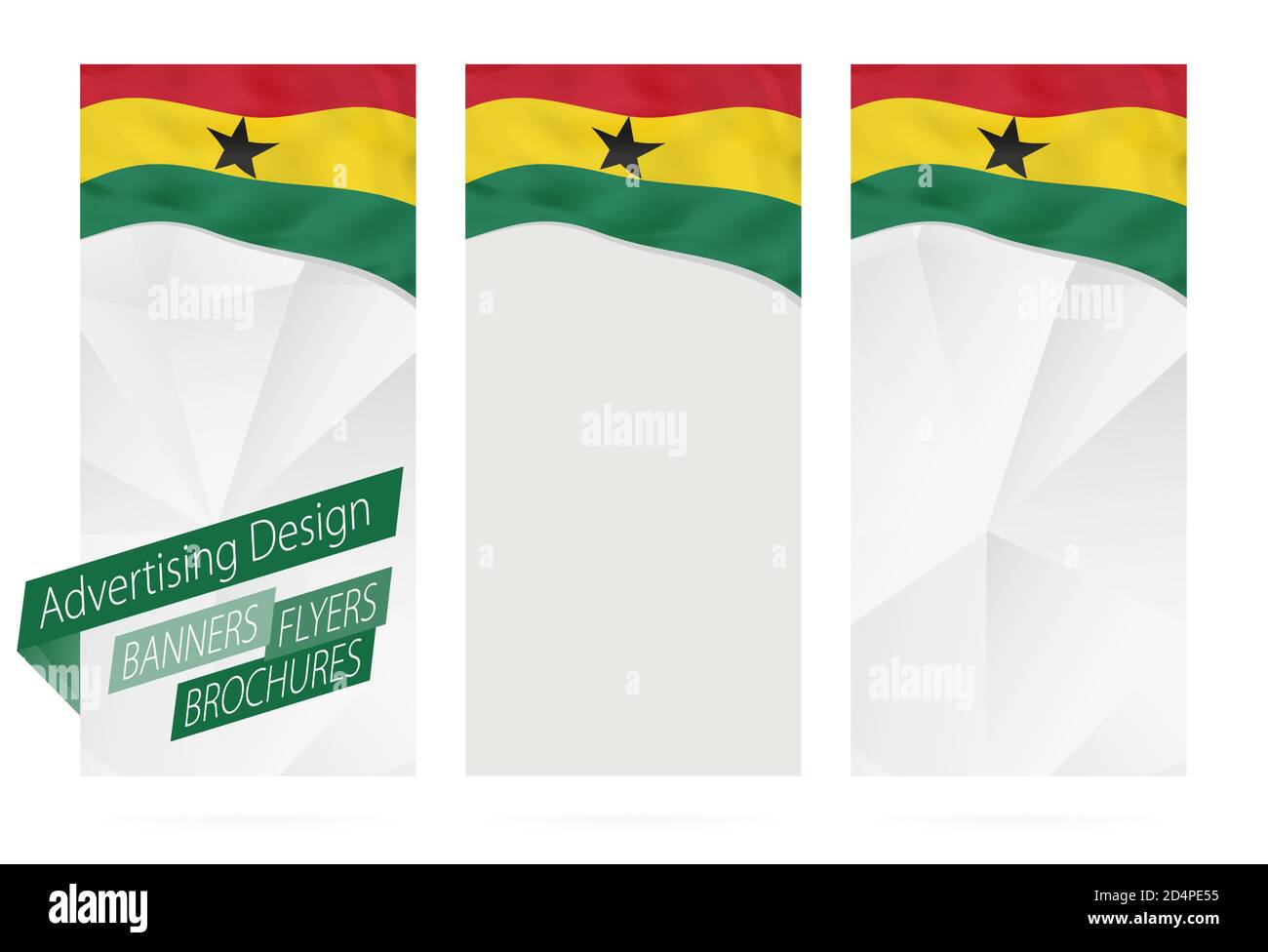 Design of banners, flyers, brochures with flag of Ghana. Leaflet ...