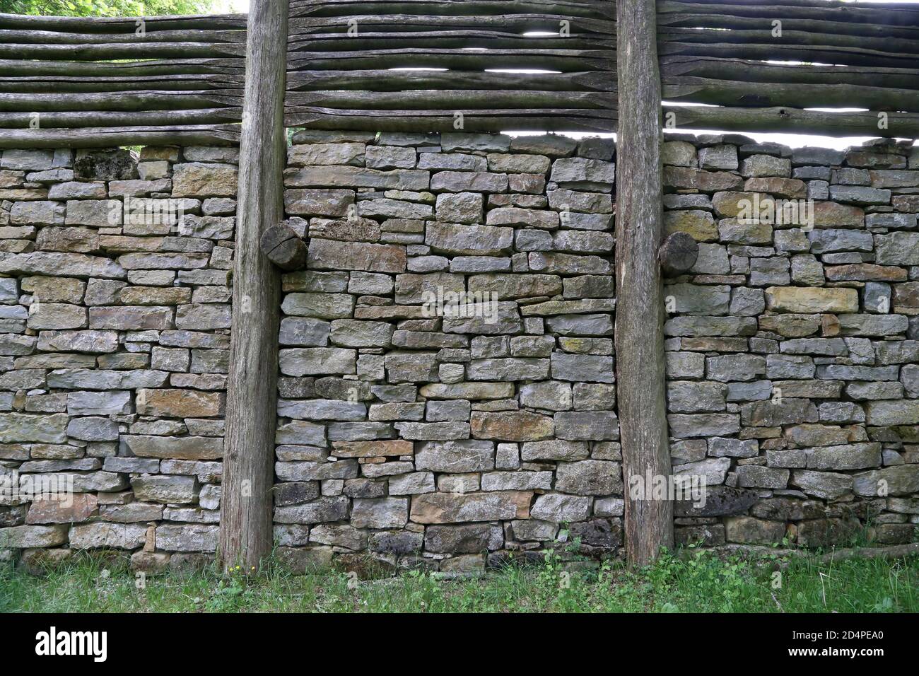 Reconstruction of the Celtic city wall near Finsterlohr, Germany Stock ...