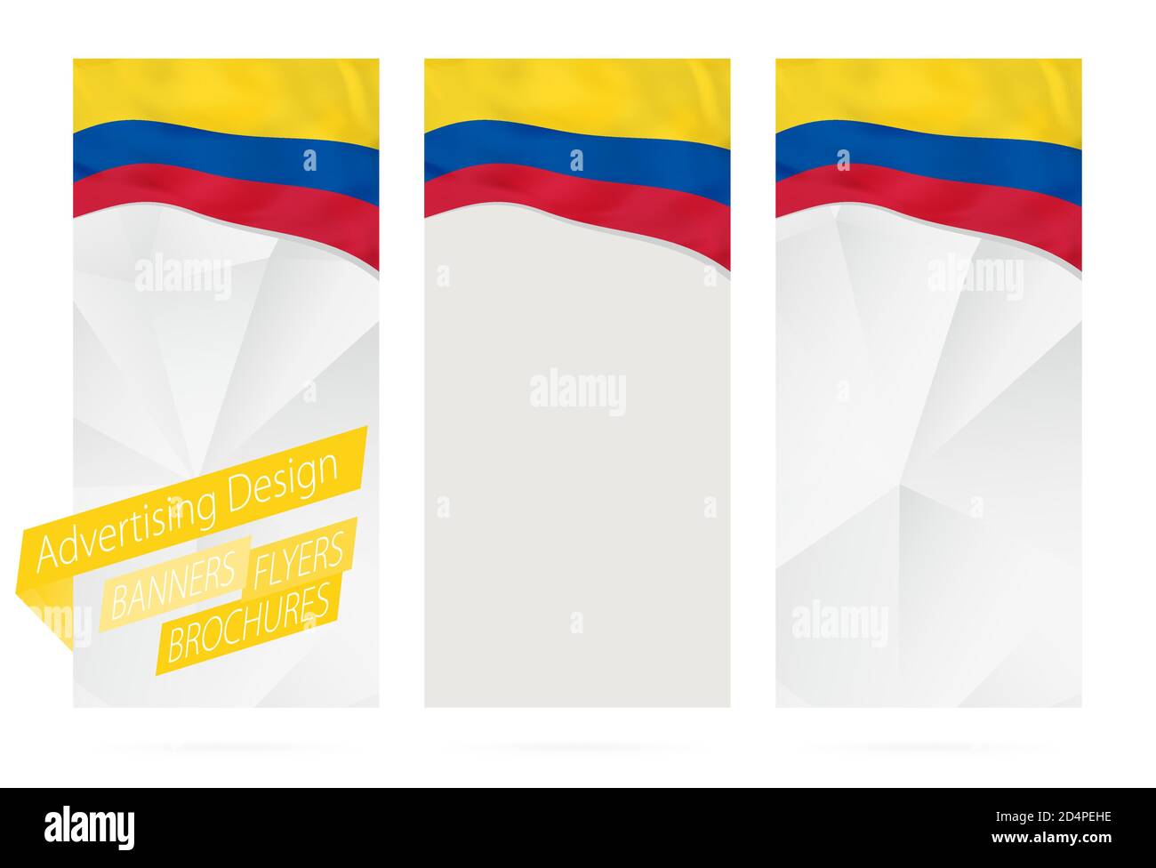 Design of banners, flyers, brochures with flag of Colombia. Leaflet ...