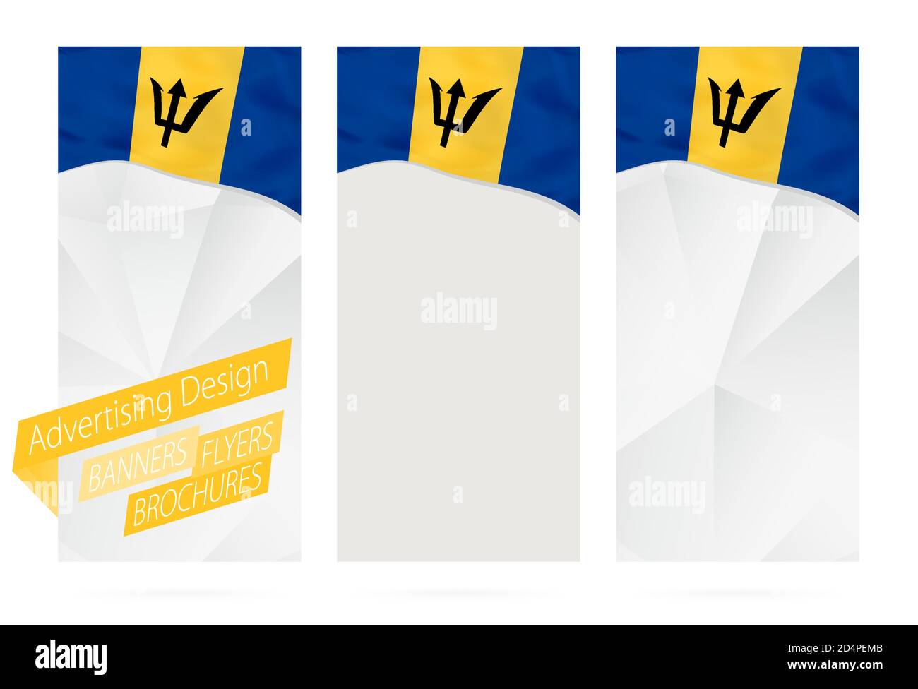 Design of banners, flyers, brochures with flag of Barbados. Leaflet ...