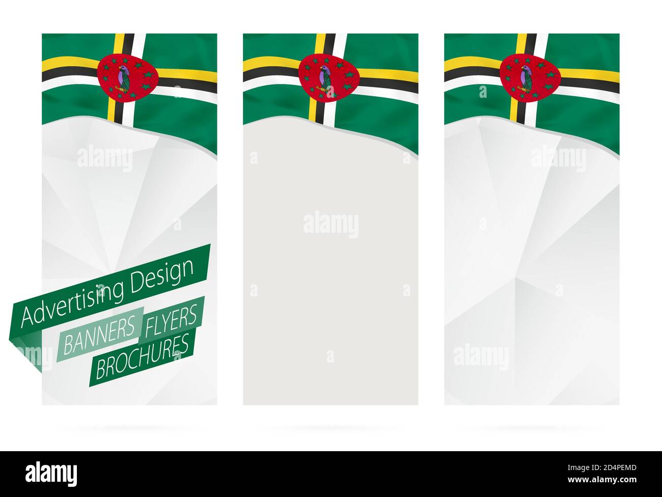 Design of banners, flyers, brochures with flag of Dominica. Leaflet ...