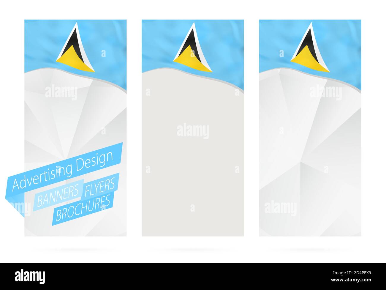 Design of banners, flyers, brochures with flag of Saint Lucia. Leaflet ...