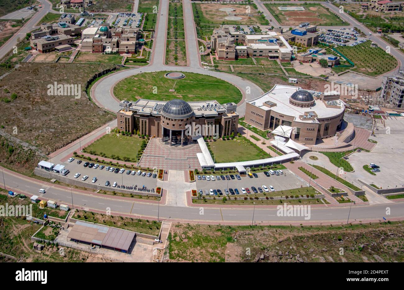an aerial view of faisal mosque and monuments in Islamabad , the ...