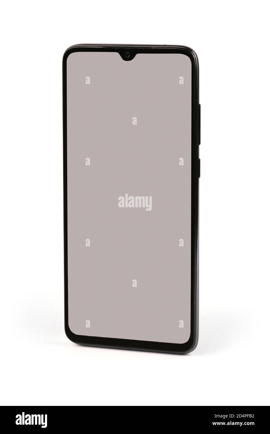 Black mobile smartphones with blank screen. isolated on white ...