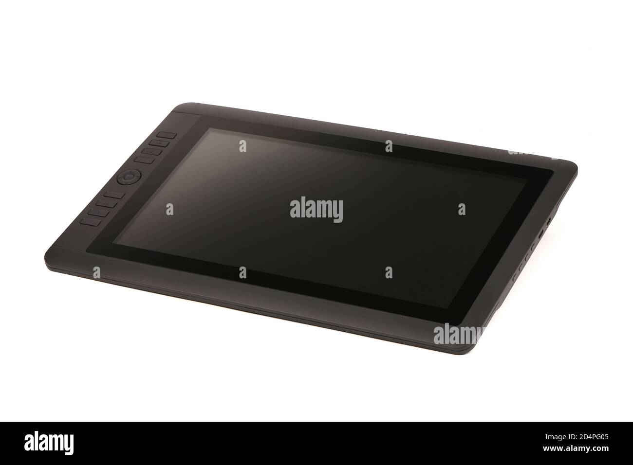 Digital tablet with black color cover isolated on white background ...