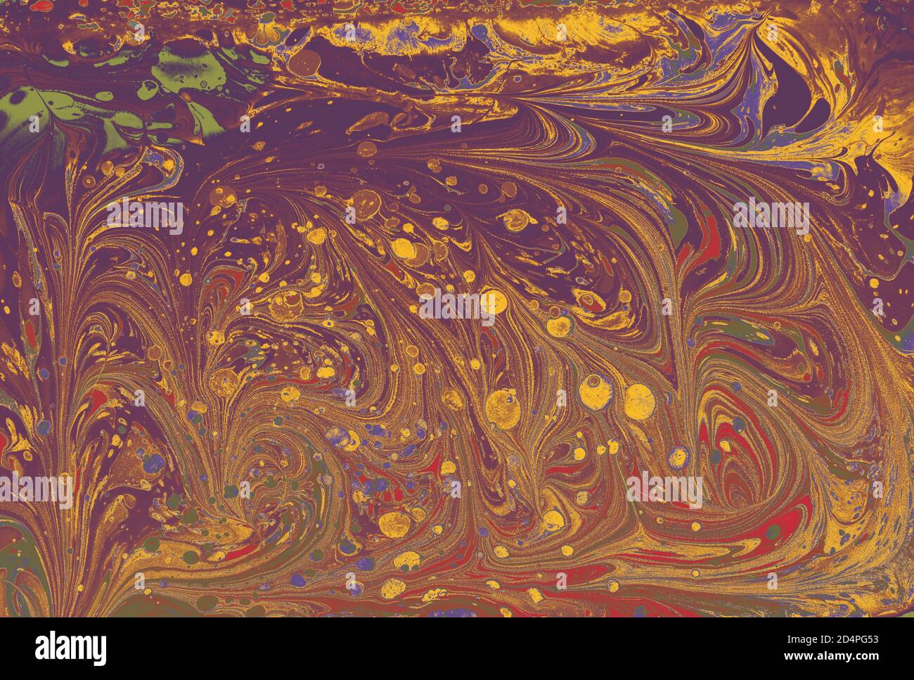 Traditional Turkish Ebru technique painting pattern on the water ...