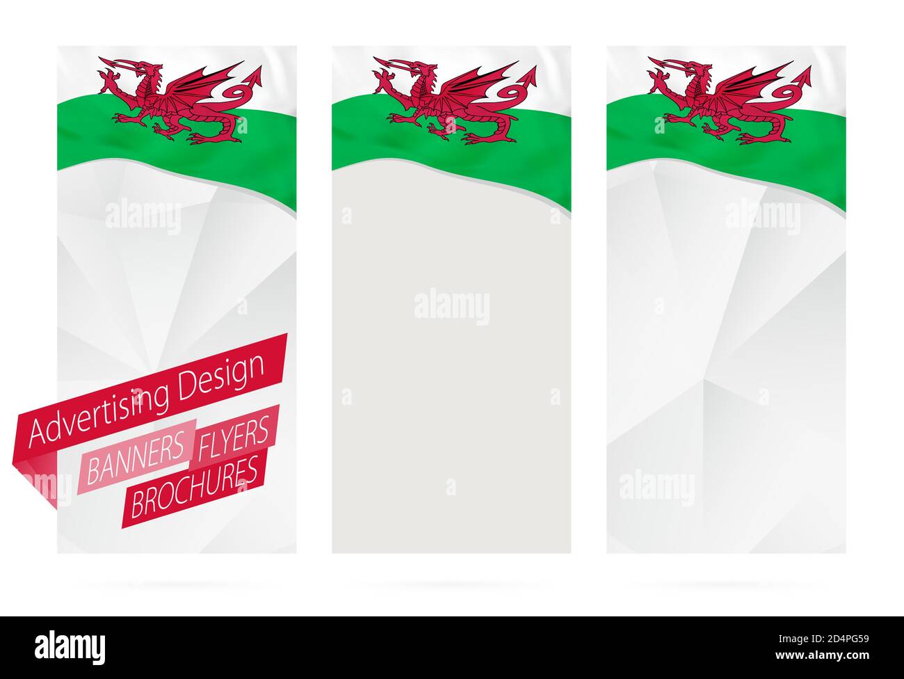 Design of banners, flyers, brochures with flag of Wales. Leaflet ...