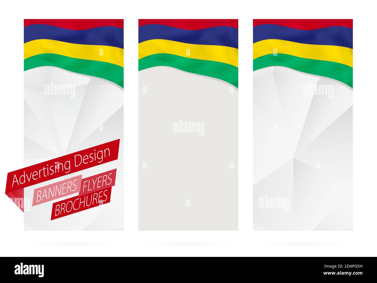 Design of banners, flyers, brochures with flag of Mauritius. Leaflet ...