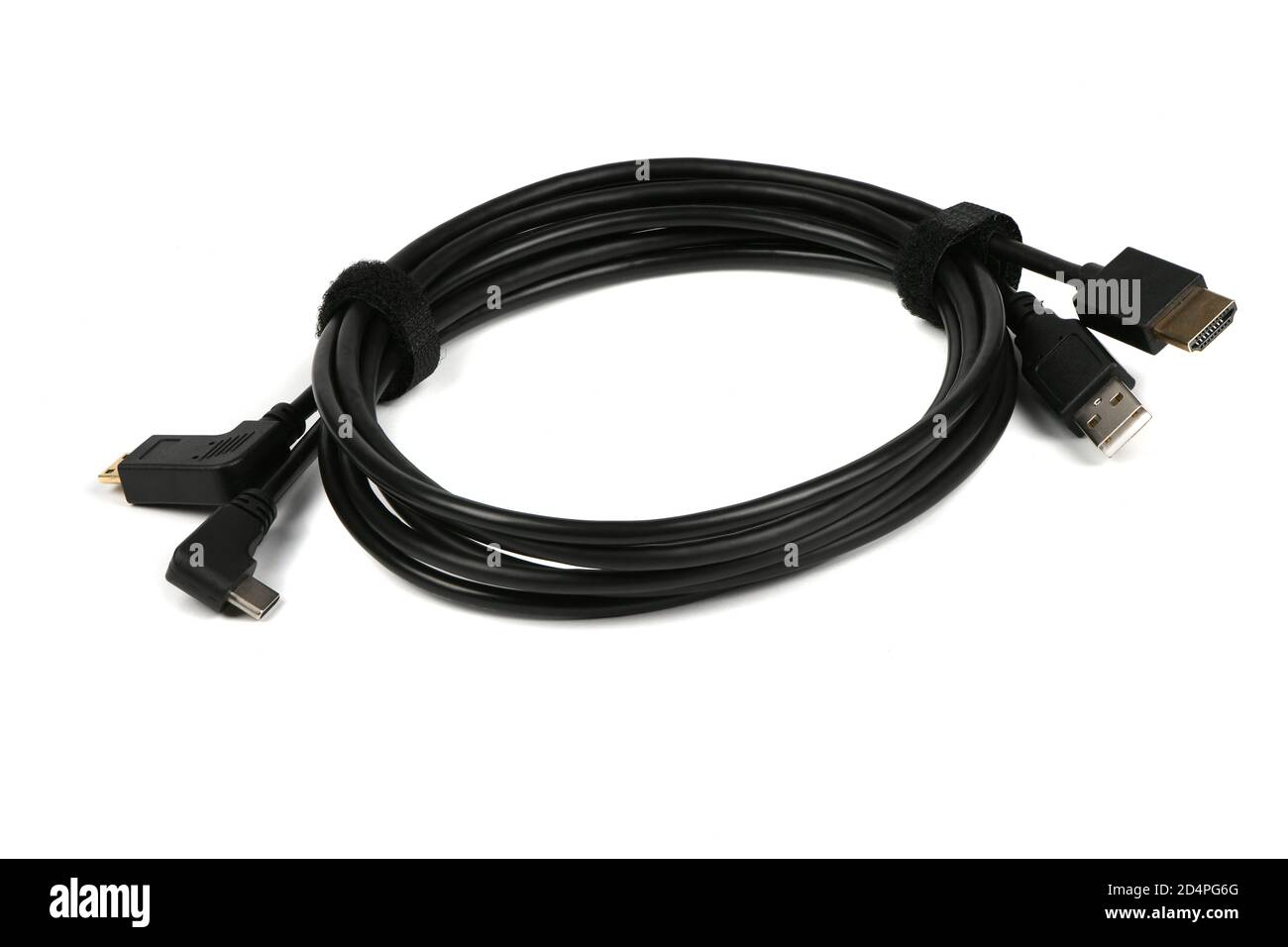 Black power cable for graphic monitor isolated on white background ...