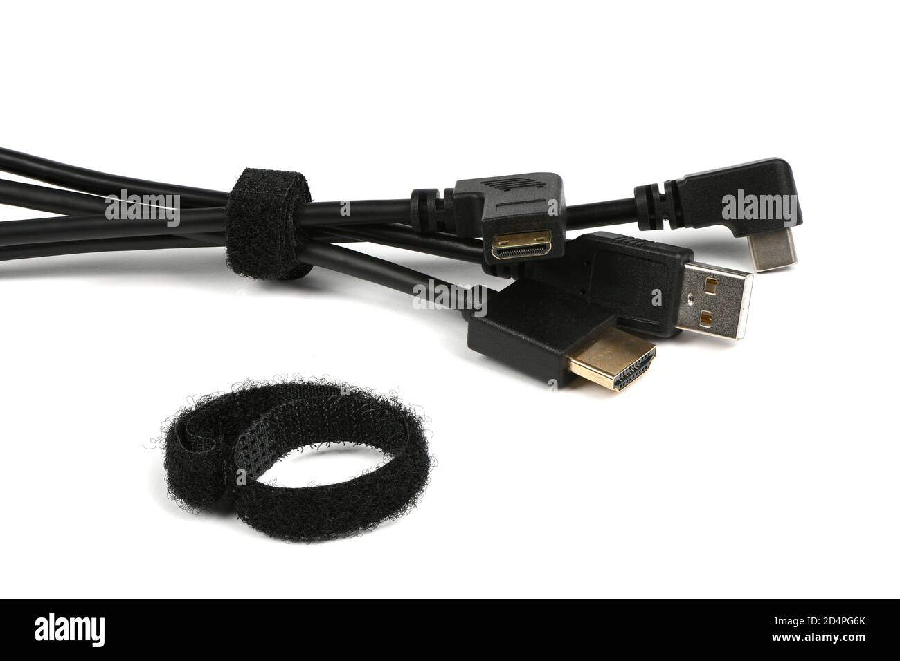 Black power cable for graphic monitor isolated on white background ...