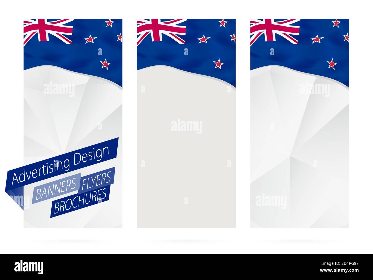 Design of banners, flyers, brochures with flag of New Zealand. Leaflet ...