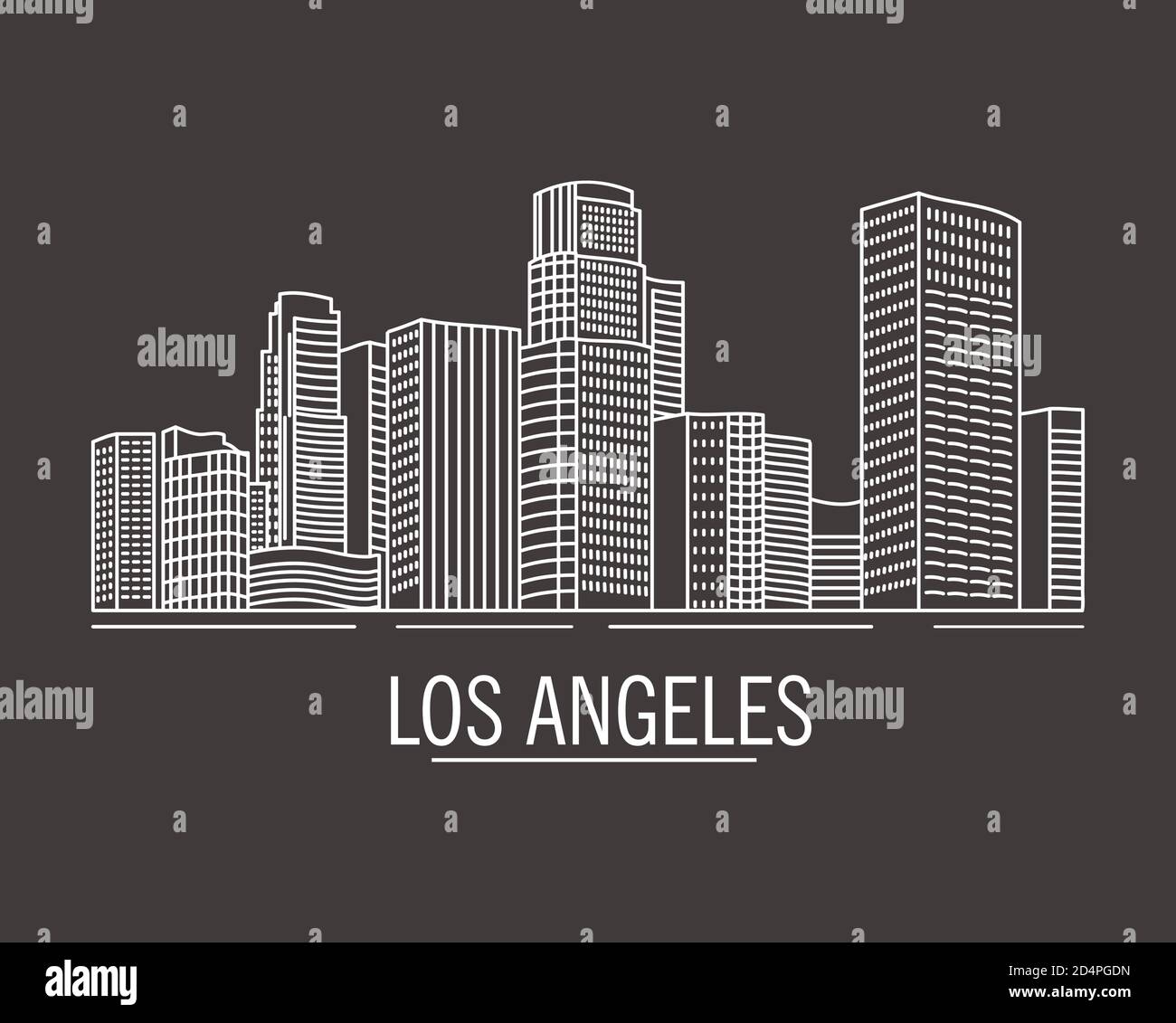 The city landscape hand drawn with lines los angeles.Down town Stock ...