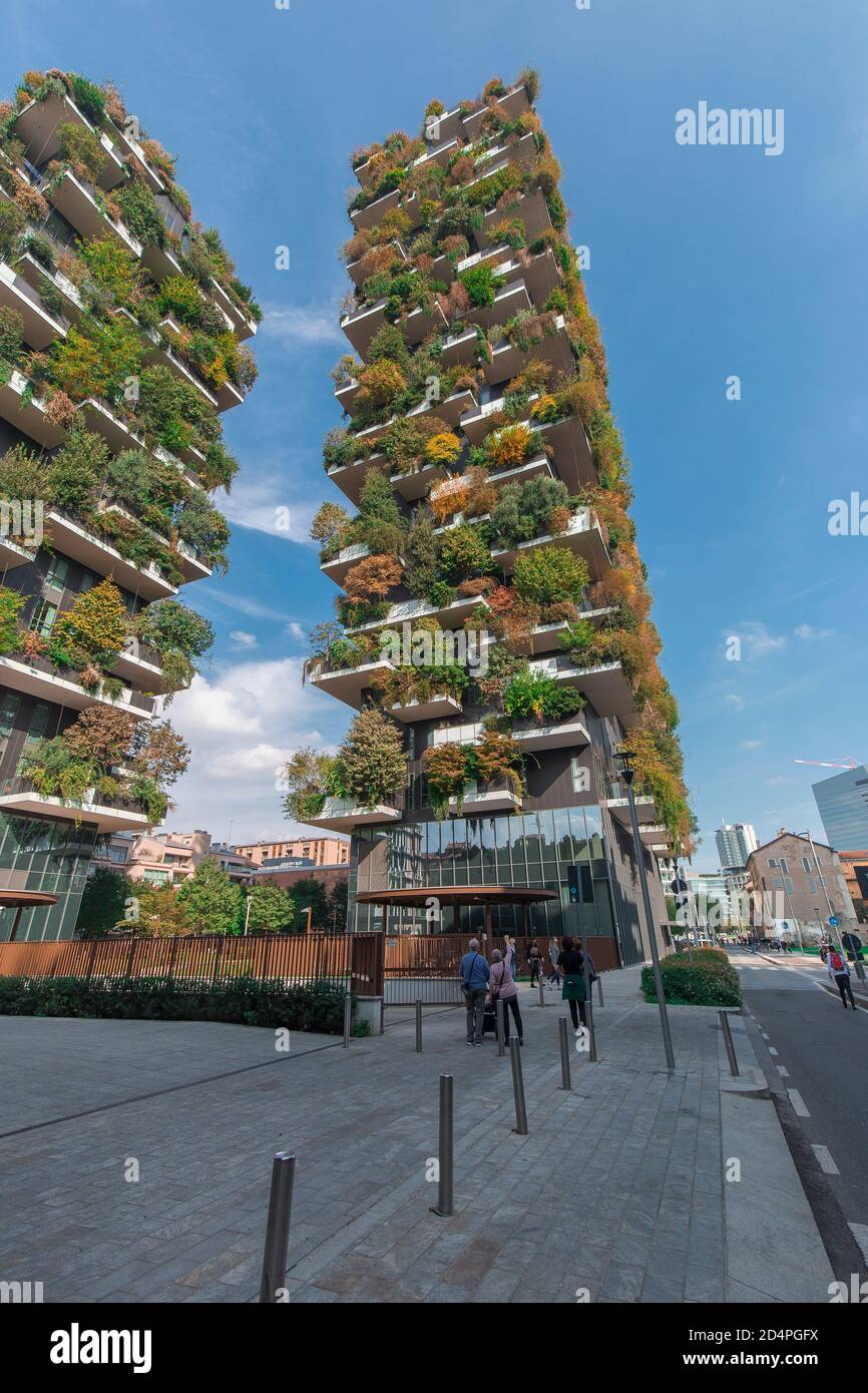 Milan, Italy - October 10, 2020: street view of modern buildings in the ...