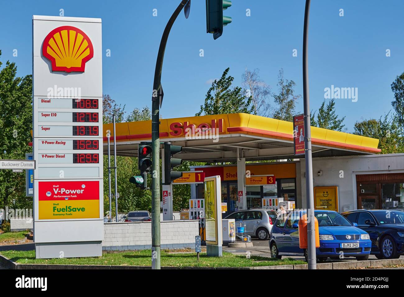 Berlin, Germany - September 17, 2020: View to a Shell Group petrol ...