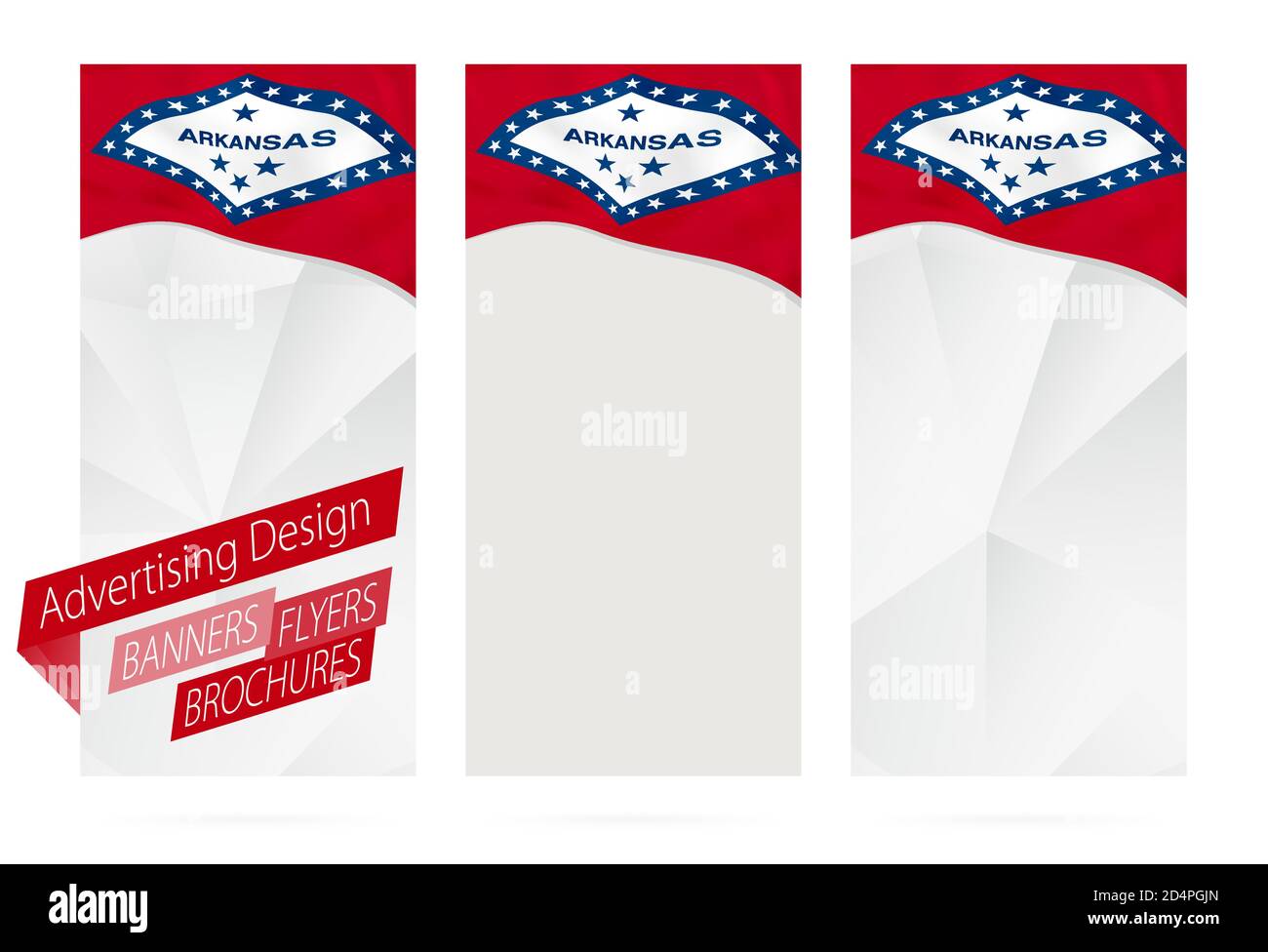 Design of banners, flyers, brochures with Arkansas State Flag. Leaflet ...