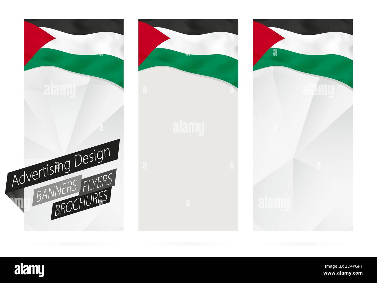 Design of banners, flyers, brochures with flag of Palestine. Leaflet ...