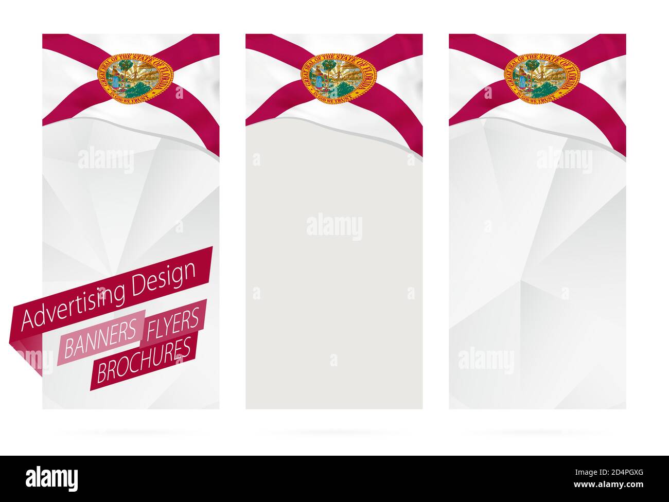 Design of banners, flyers, brochures with Florida State Flag. Leaflet ...