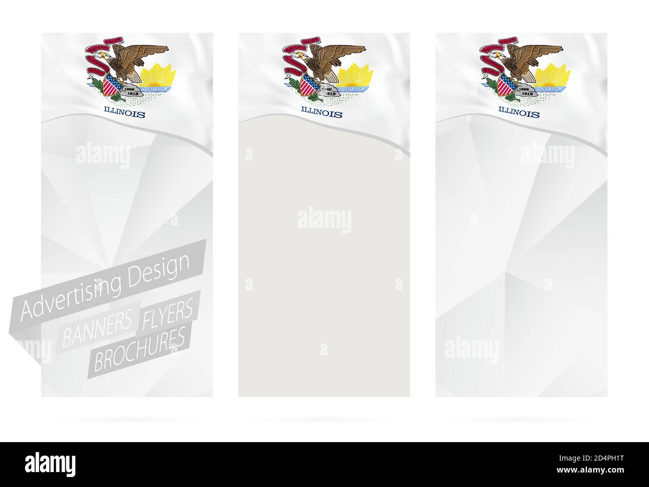 Design of banners, flyers, brochures with Illinois State Flag. Leaflet ...