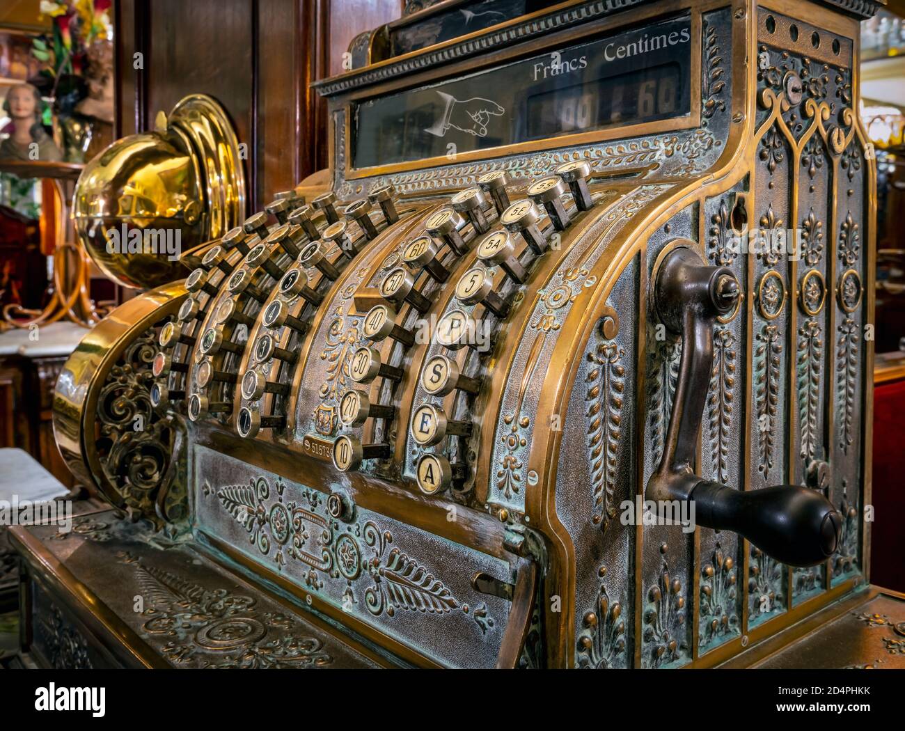 LYON, FRANCE - September 17, 2020:Old antique cash register, Lyon ...