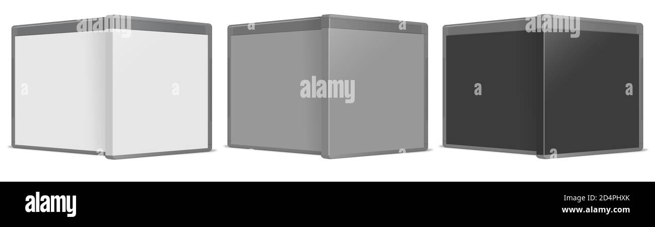 Blank Blu-ray case white, grey, black. Illustration 3D rendering ...