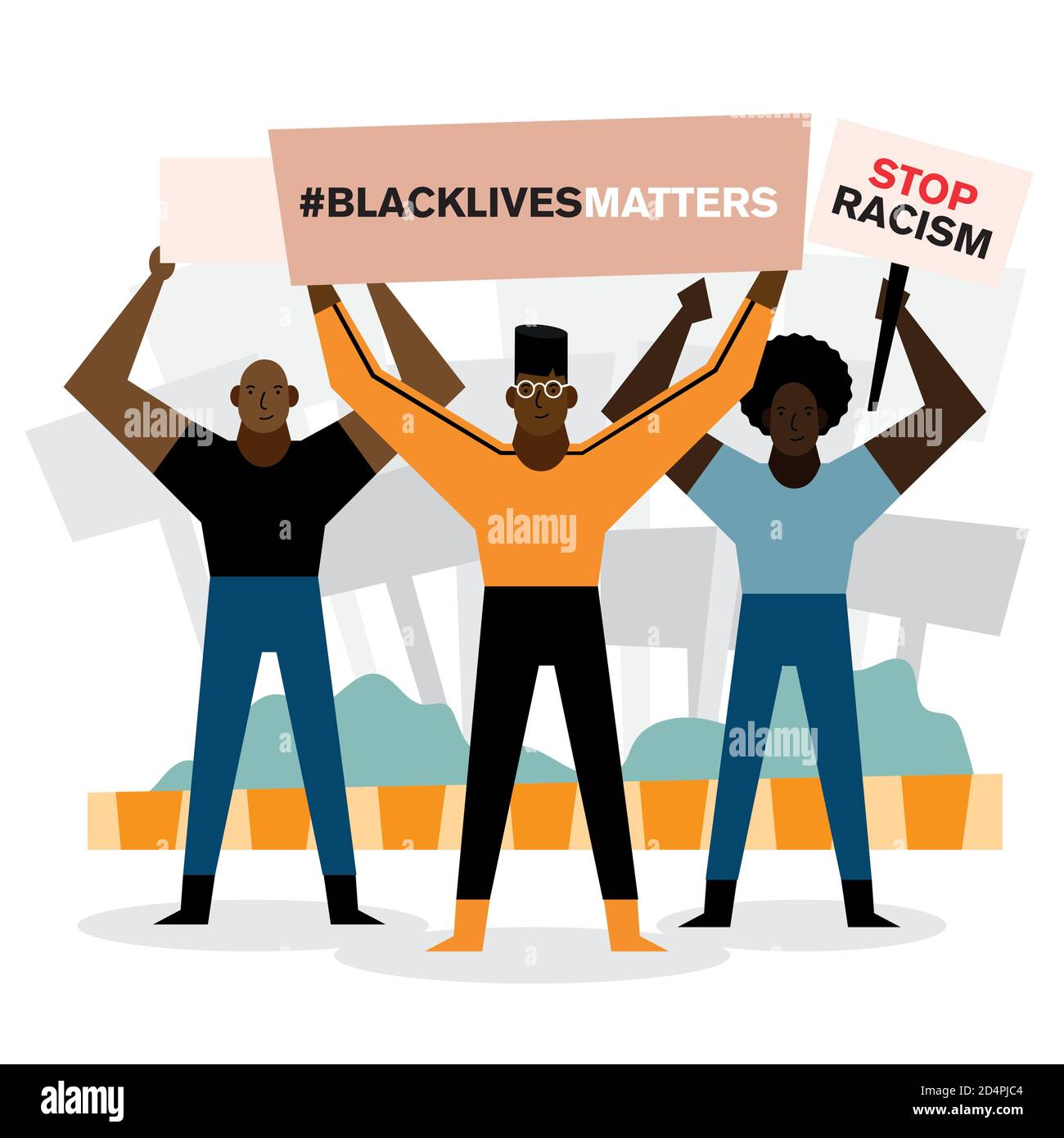 Black lives matter stop racism banners and men design of Protest theme ...