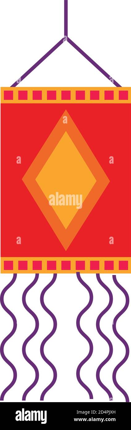 diwali lamp hanging decoration flat style vector illustration design ...
