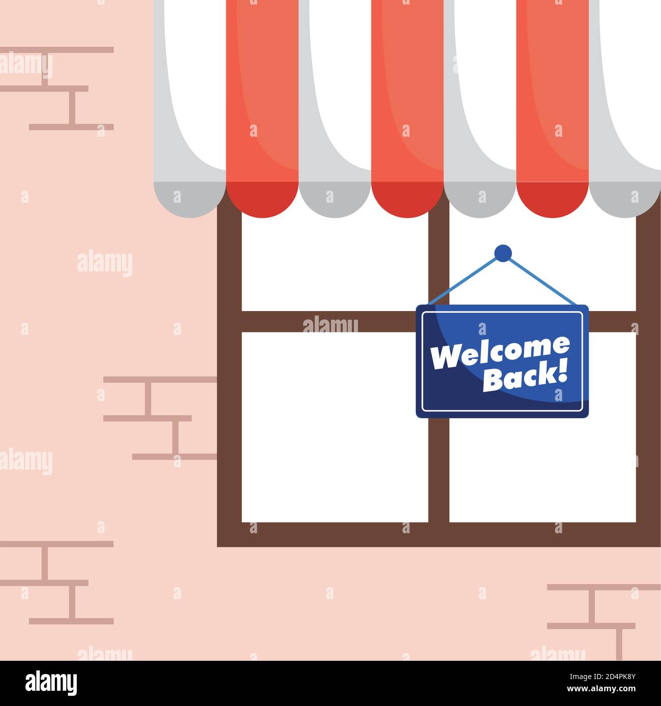 welcome back re opening label hanging in store window vector ...