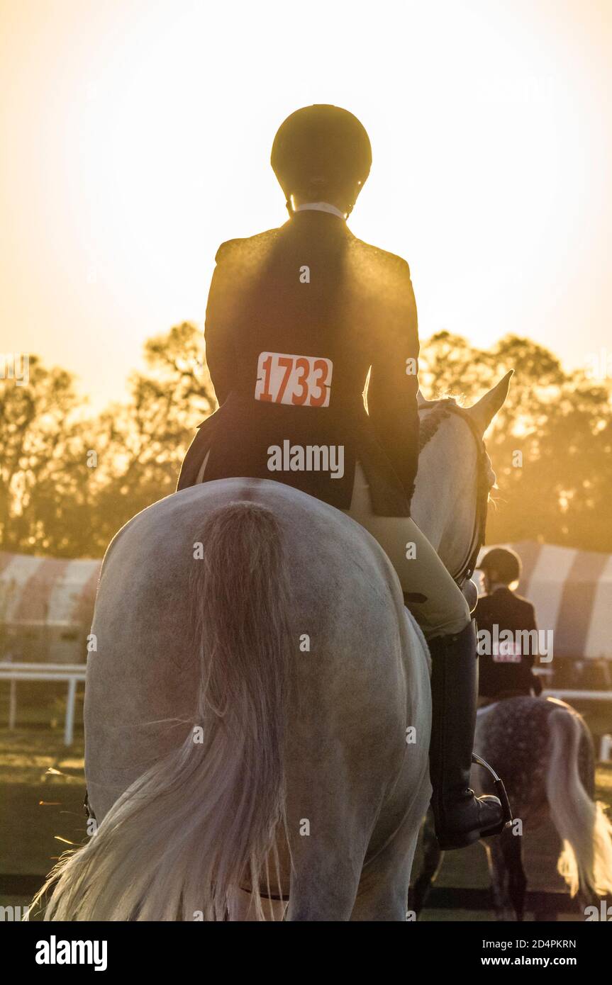 Teen girls and horses compete at show event Stock Photo - Alamy