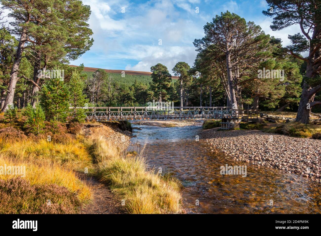 The footbridge across Lui Water beside the boarded up building of Derry ...