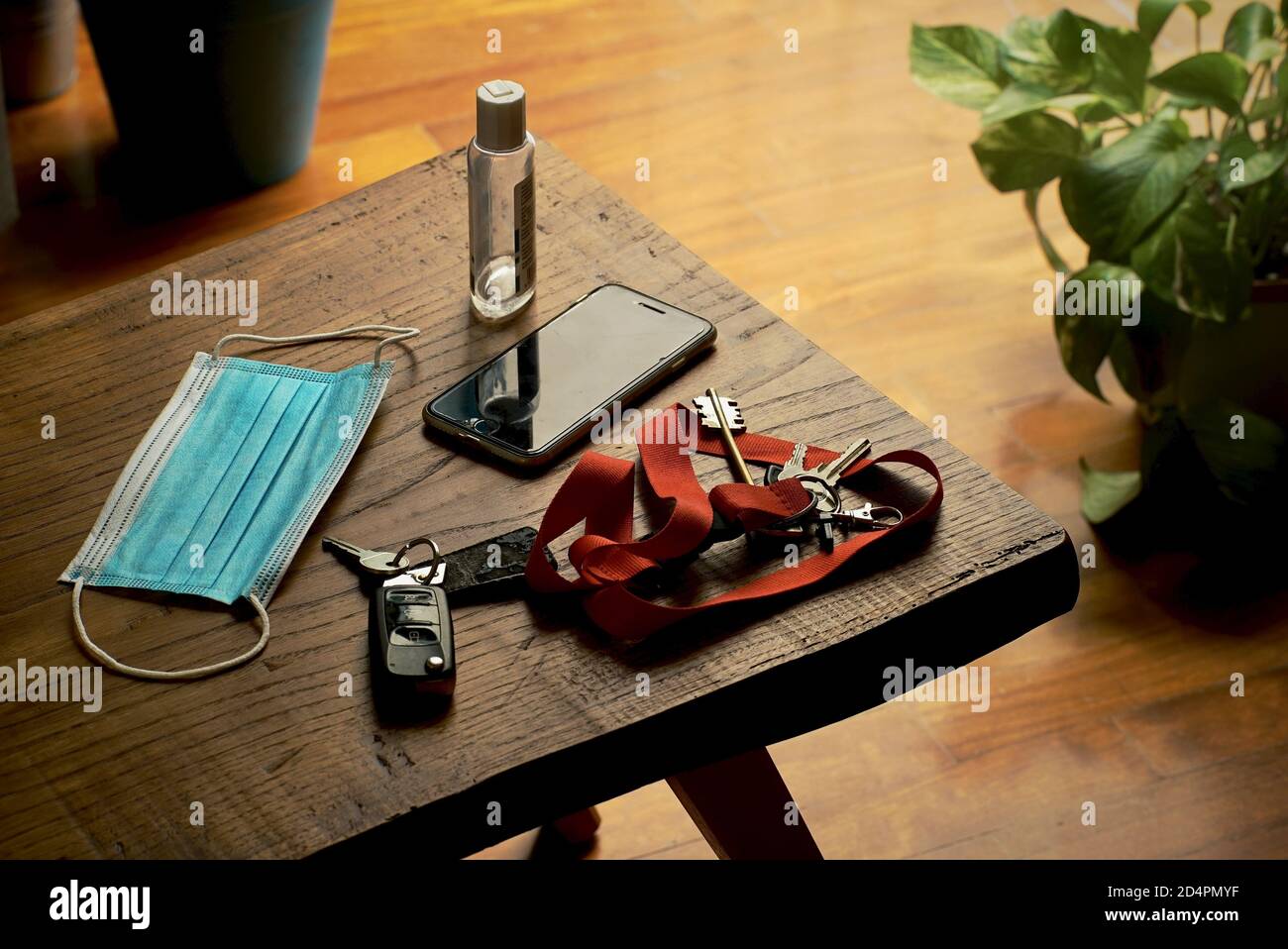 new normal. objects of everyday life after the coronavirus. on wooden ...