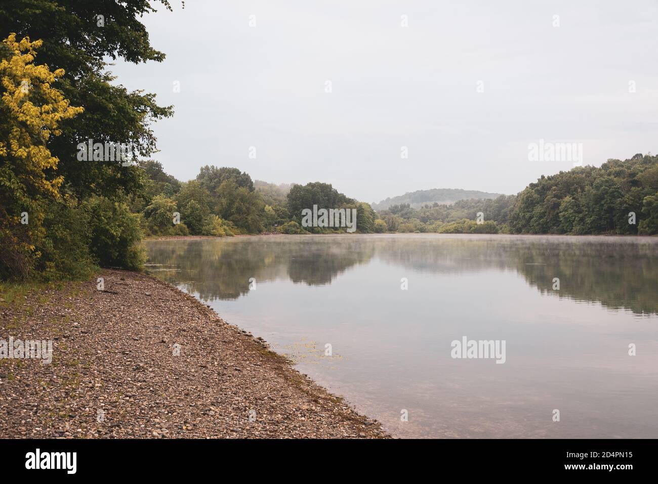 Morning fog on Lake Marburg, at Codorus State Park, Pennsylvania Stock ...
