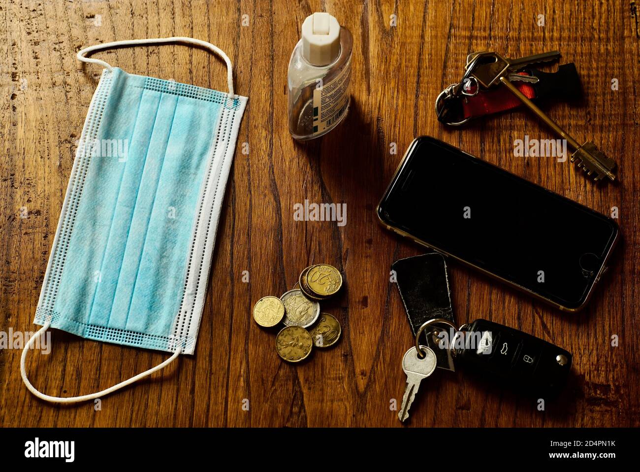 new normal. objects of everyday life after the coronavirus. on wooden ...