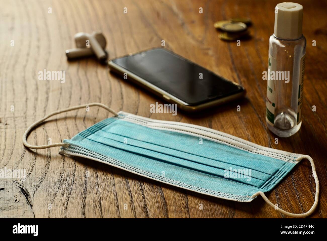 new normal. objects of everyday life after the coronavirus. on wooden ...