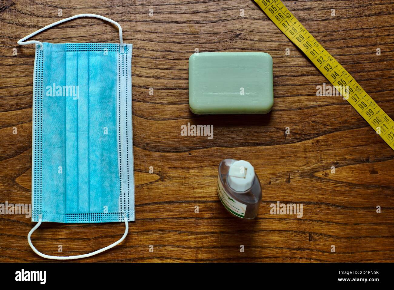 new normal. objects of everyday life after the coronavirus. on wooden ...