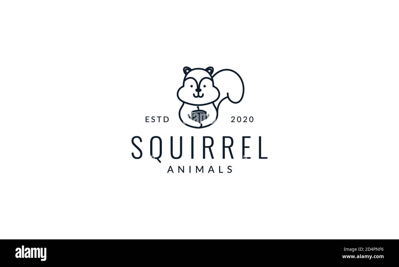 animal squirrel with oak cute cartoon logo vector illustration design ...