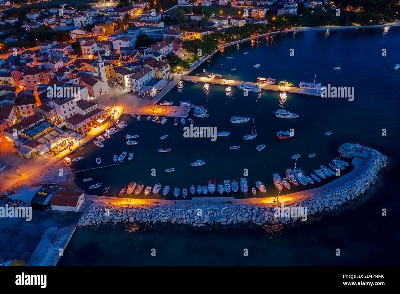 an aerial view of Fazana at dusk, Istria, Croatia Stock Photo - Alamy