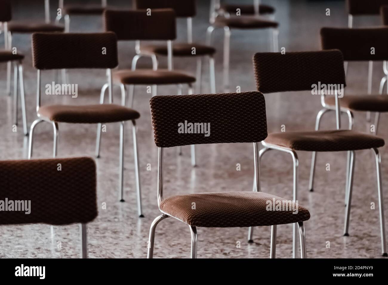 Chair rows in a hall Stock Photo - Alamy