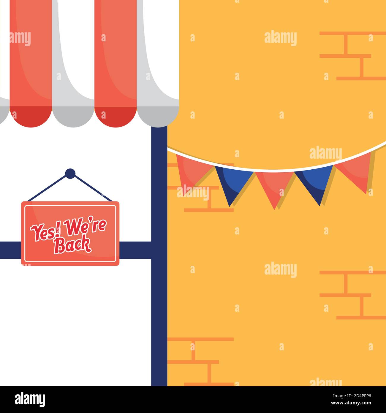 welcome back re opening label hanging in store door vector illustration ...