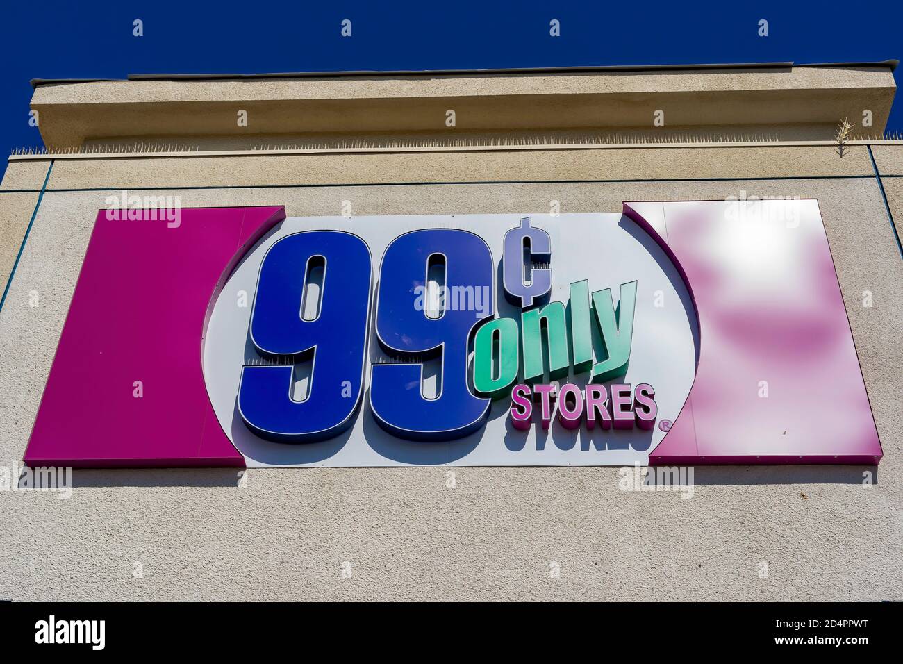 Las Vegas, SEP 30, 2020 - Sunny exterior view of the sign of 99 Cents ...