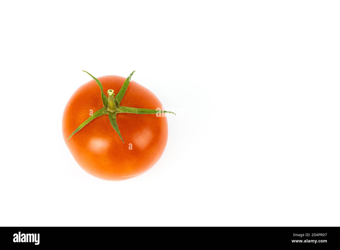 Top view of one red tomato isolated on white background with copy space ...